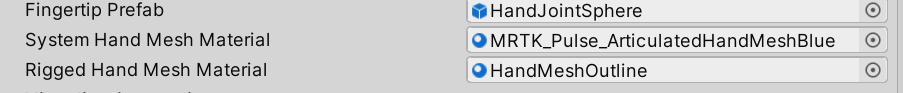 The material of the hand mesh is not the material of the object specified in HandMeshPrefab in ...