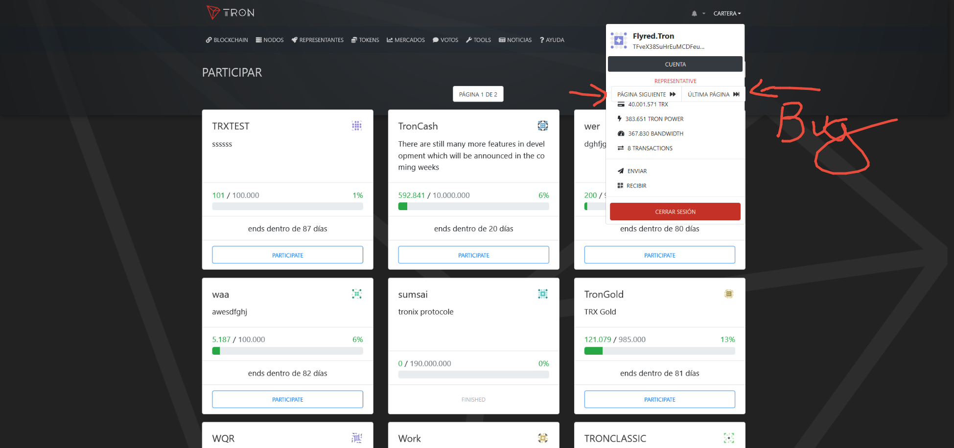 (Bug) Button PREVIOUS / NEXT PAGE · Issue #169 · tronscan/tronscan-frontend · GitHub
