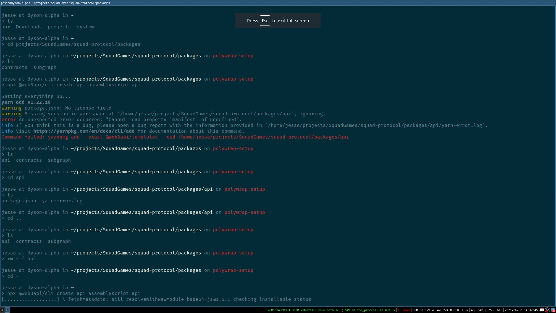 bug encountered during LP livestream: "cannot read manifest of undefined" during cli command ...