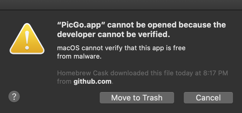 macos cannot verify that this app · Issue #491 · Molunerfinn/PicGo · GitHub
