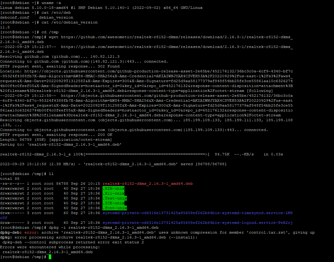 unknown compression for member 'control.tar.zst', giving up · Issue #2 · awesometic/realtek ...