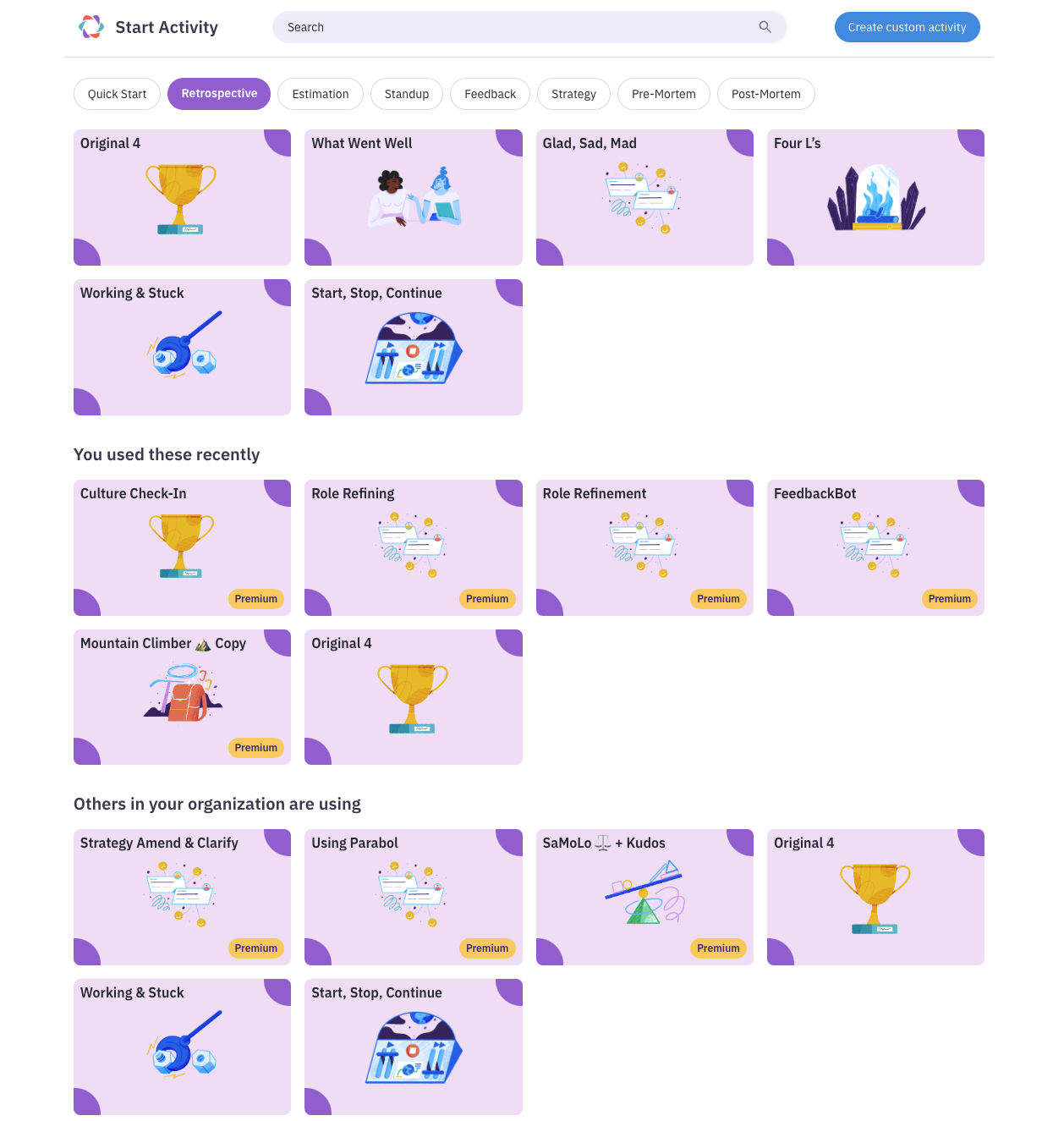 Activity Library: same template appears a few times · Issue #8643 · ParabolInc/parabol · GitHub