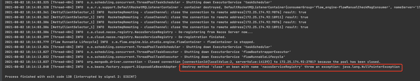 kill服务后，出现NullPointerException · Issue #6525 · alibaba/nacos · GitHub