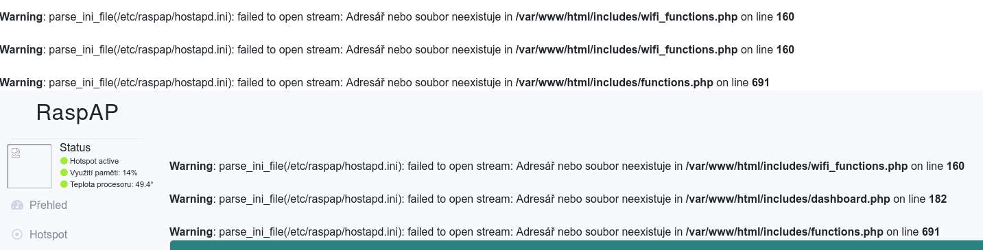 Failed to open stream /etc/raspap/hostapd.ini · Issue #1119 · RaspAP/raspap-webgui · GitHub