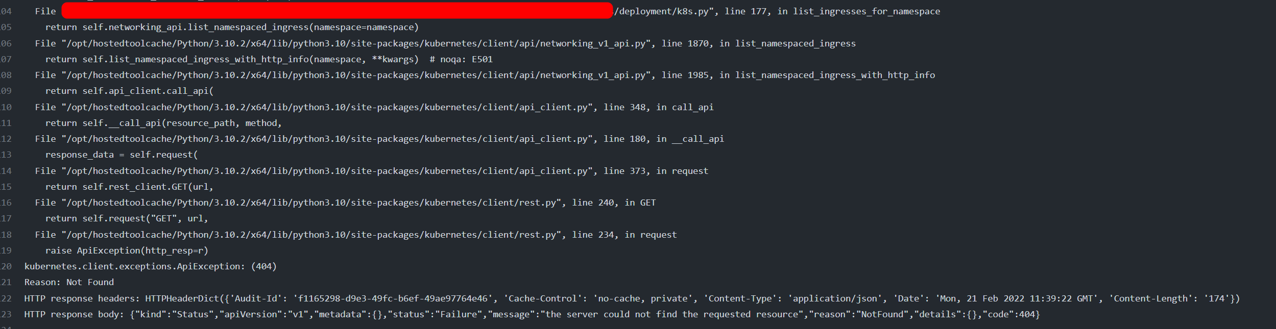 Calling NetworkingV1Api list namespaced ingress namespace namespace 
