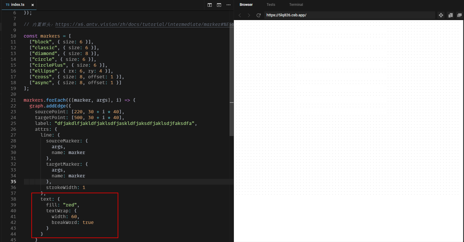 Edge设置label换行后label不显示 · Issue #3892 · antvis/X6 · GitHub