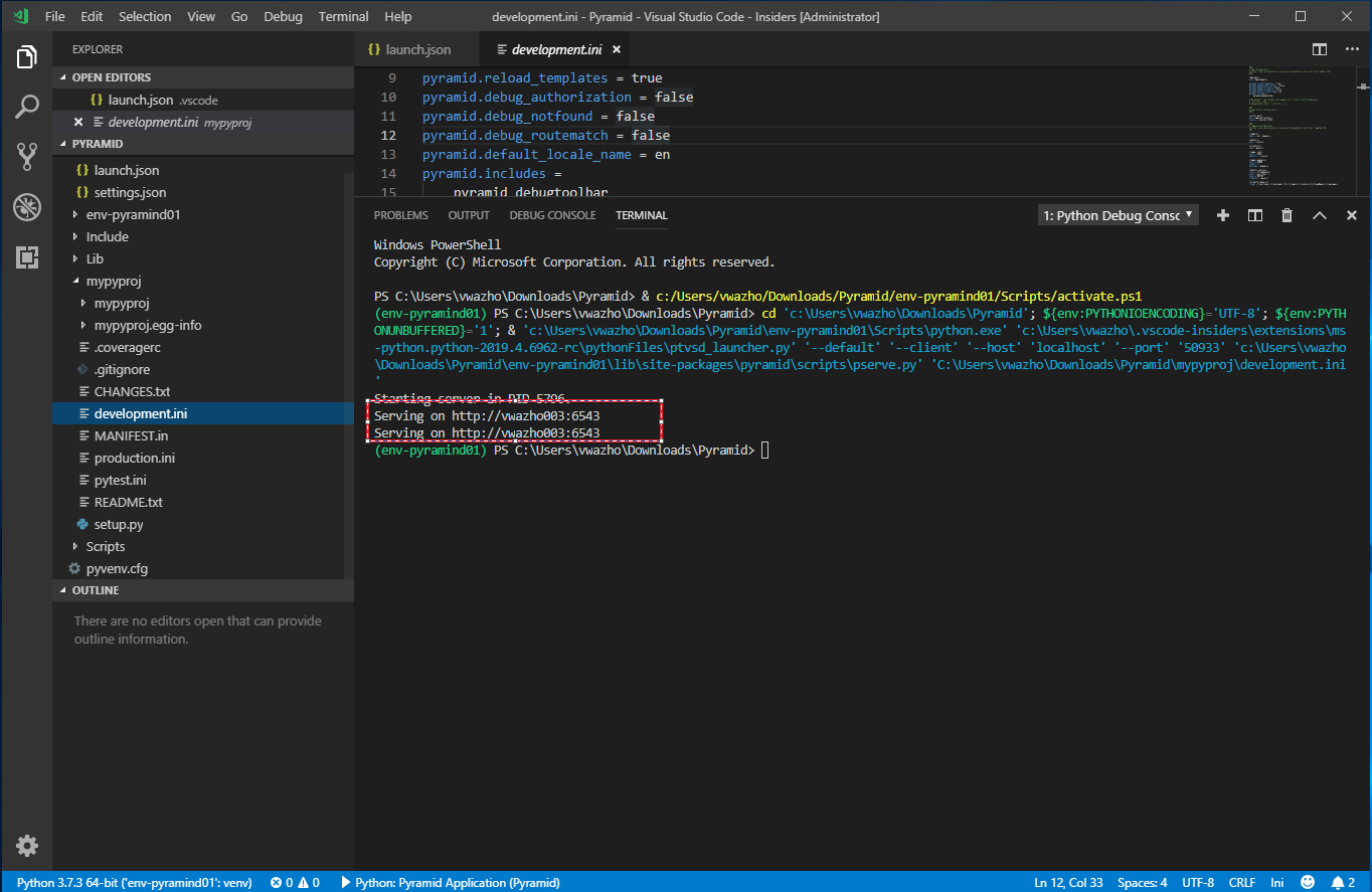 Incorrect Information of starting server for Pyramind debugging. · Issue #5400 · microsoft ...