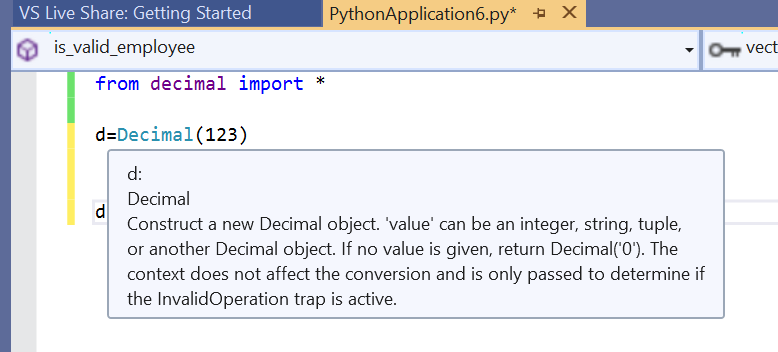 If you want to get quick info in Live Share client , you must get it in Live Share host at first ...