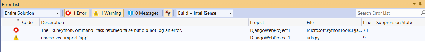 Build error in Django web project with new project from existing · Issue #6045 · microsoft/PTVS ...