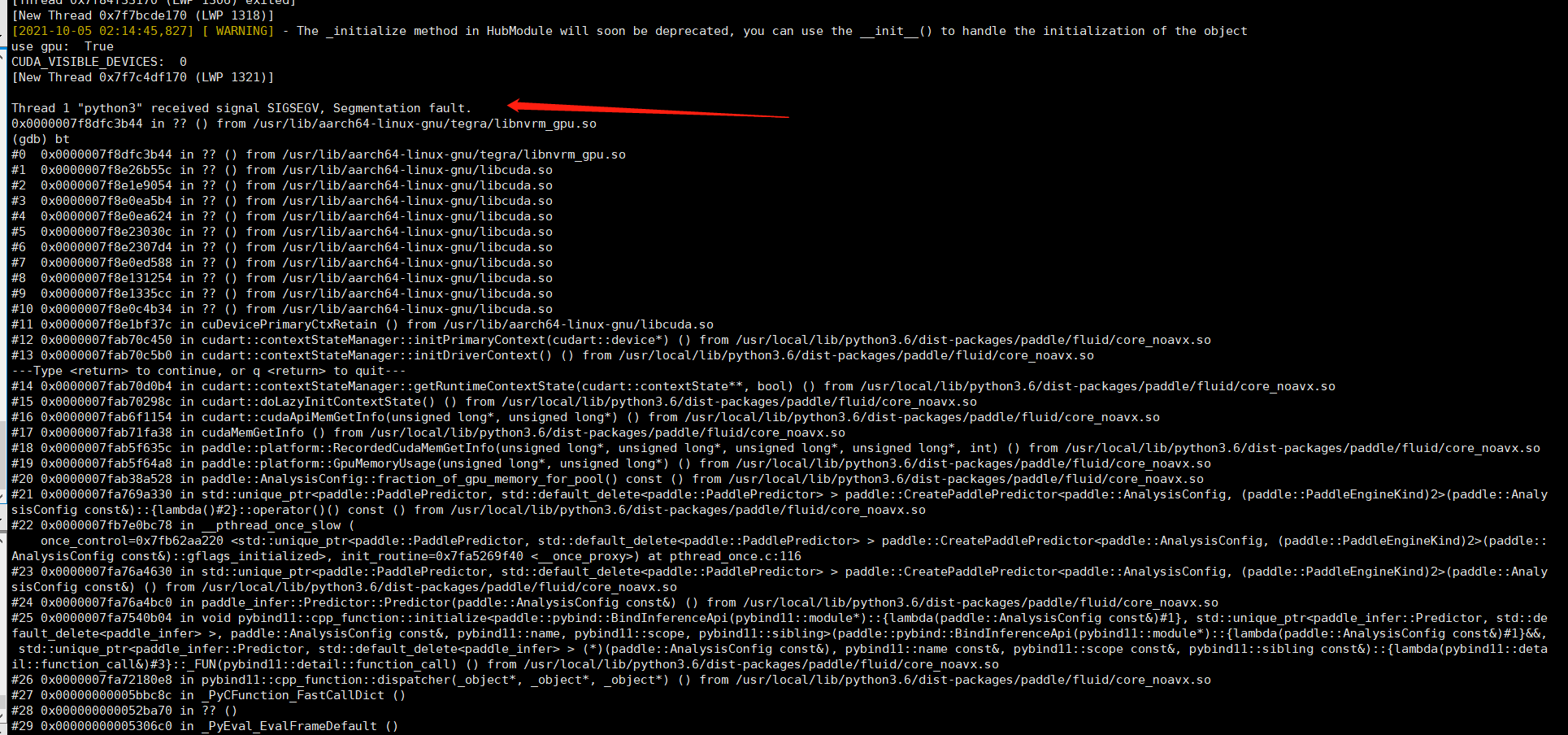 jetson AGX docker enable use_gpu Segmentation fault (core dumped) · Issue #4250 · PaddlePaddle ...