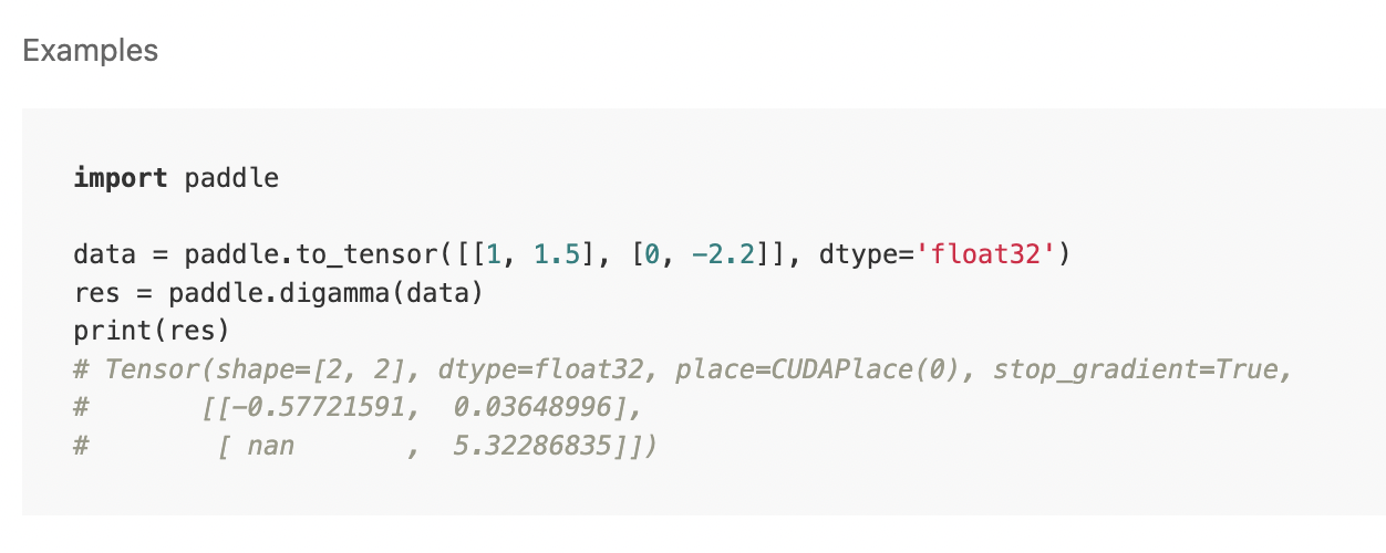 paddle.digamma文档评估 · Issue #4507 · PaddlePaddle/docs · GitHub