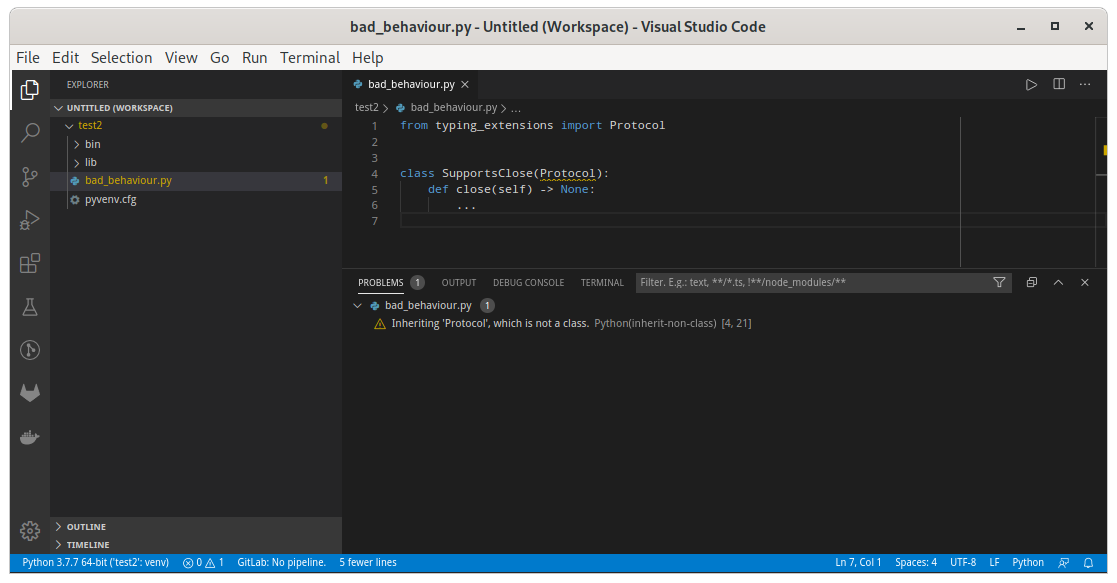 PEP544, inheriting Protocol show error: Inheriting 'Protocol', which is ...
