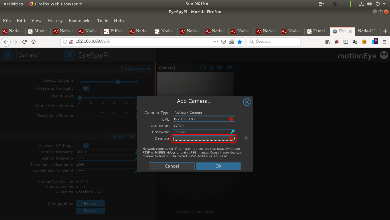 Can't enter text in a REQUIRED FIELD when trying to add new camera. · Issue #1049 · motioneye ...
