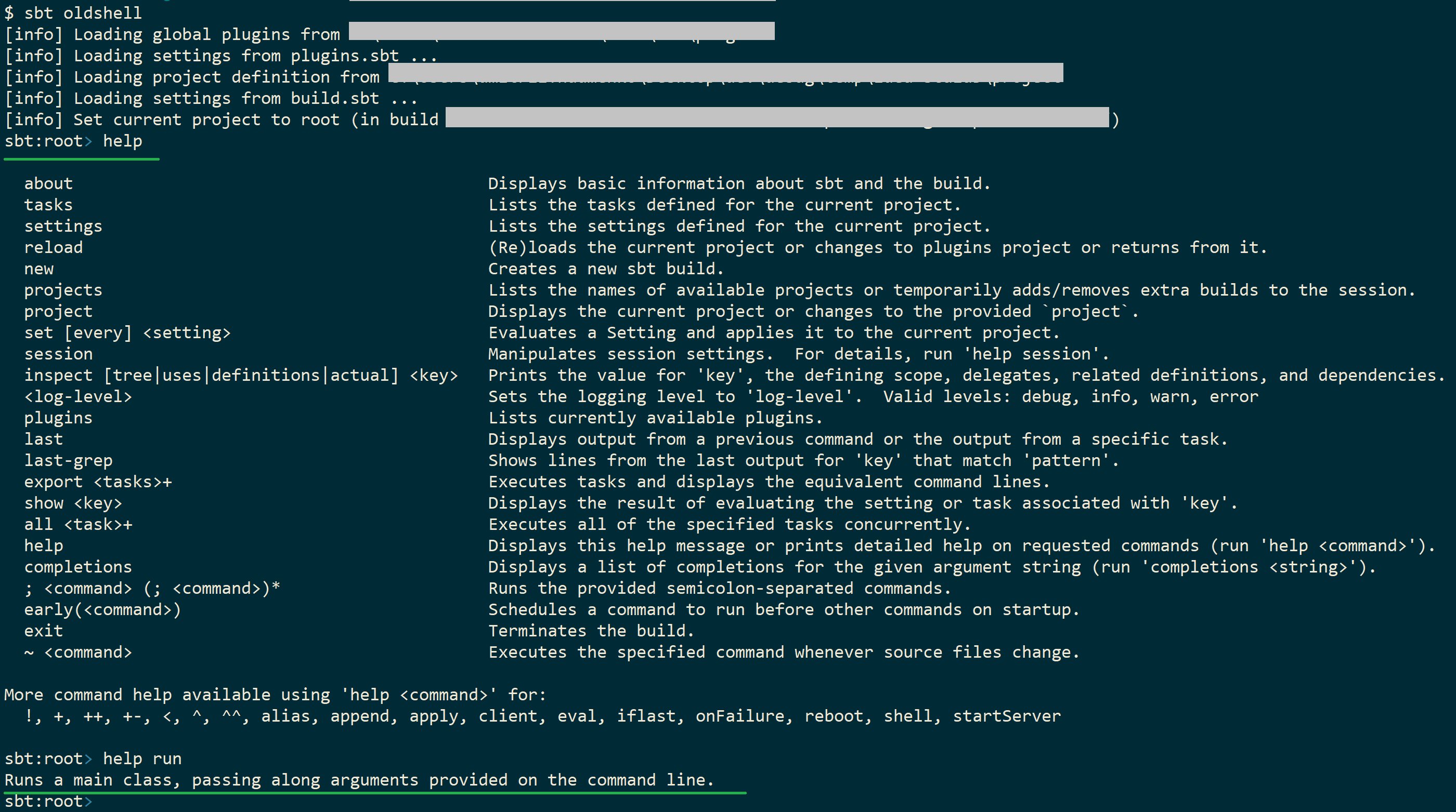 "help" command in "oldshell" produces error "No matches for regular expression" and quits since ...