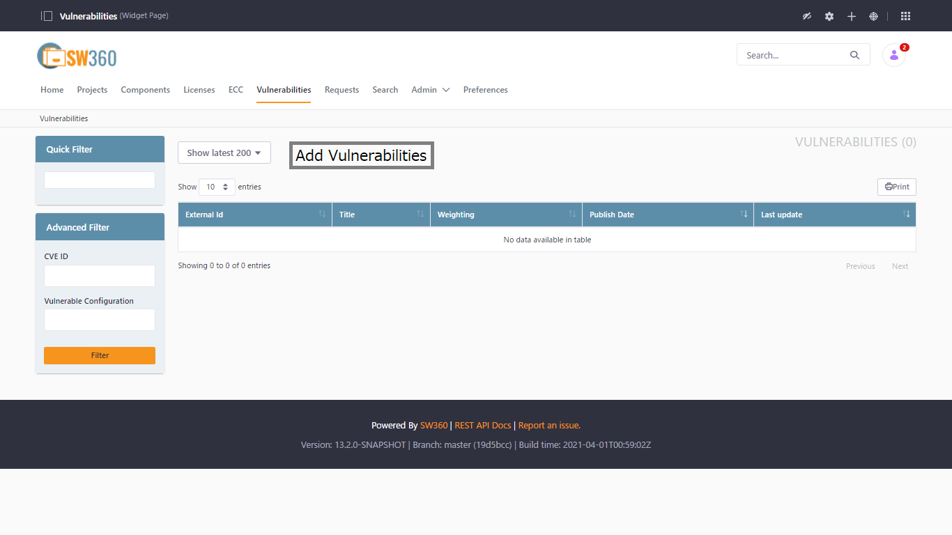 User add Vulnerabilities info by themselves · Issue #1170 · eclipse-sw360/sw360 · GitHub