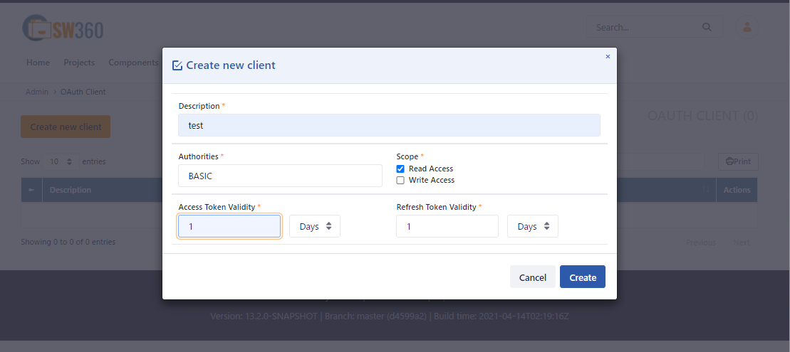 OAuthClient error when I create new client from UI · Issue #1175 · eclipse-sw360/sw360 · GitHub