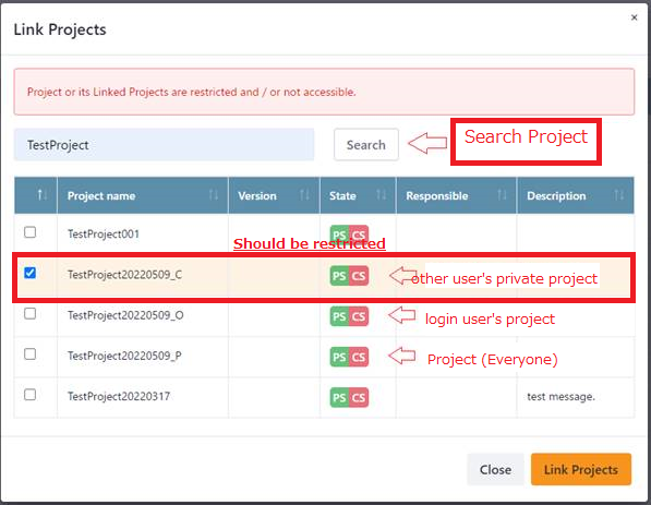 Result of Searching Link Project show some private project · Issue #1522 · eclipse-sw360/sw360 ...