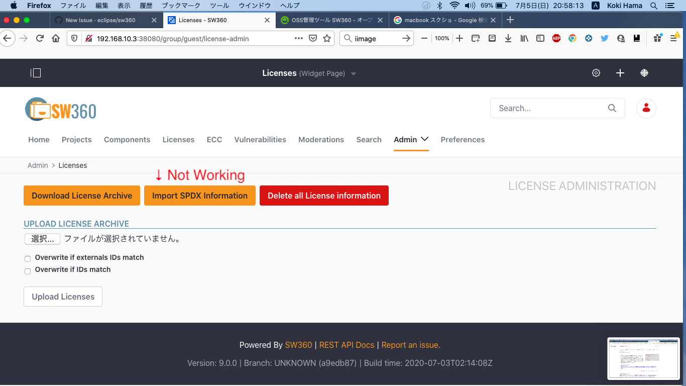'Import SPDX information' button in Admin> Licenses page is not working · Issue #915 · eclipse ...
