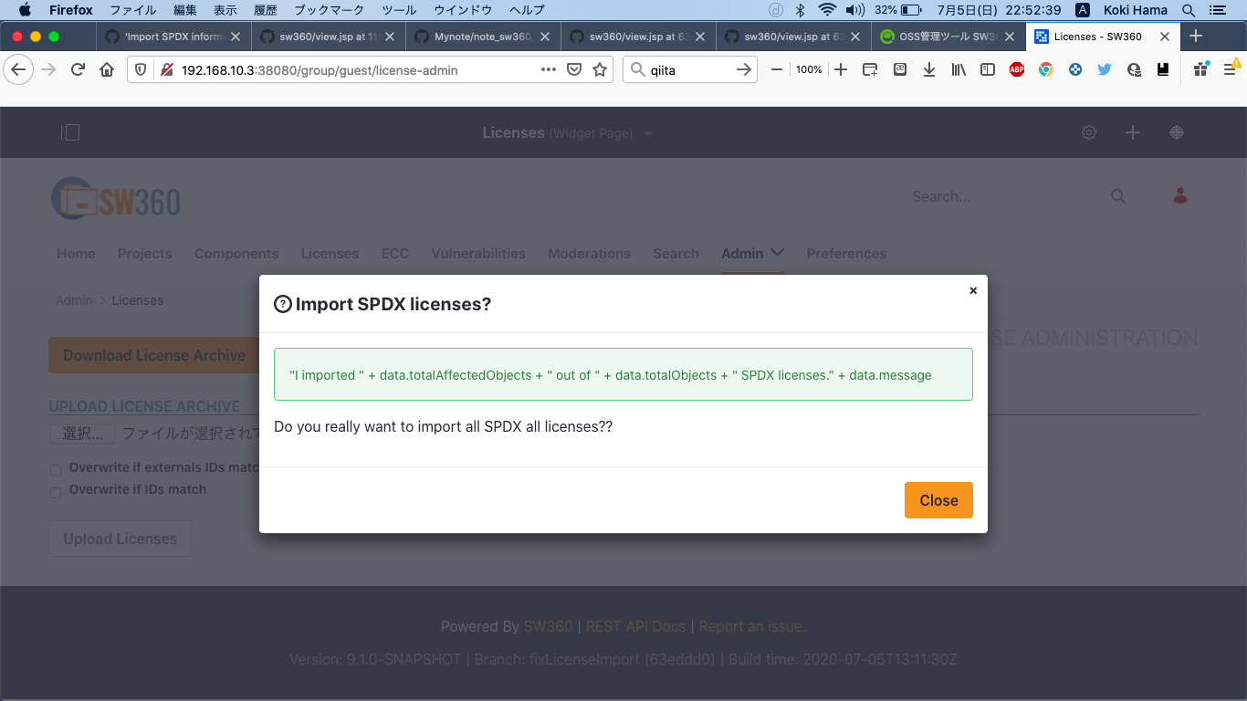 'Import SPDX information' button in Admin> Licenses page is not working · Issue #915 · eclipse ...