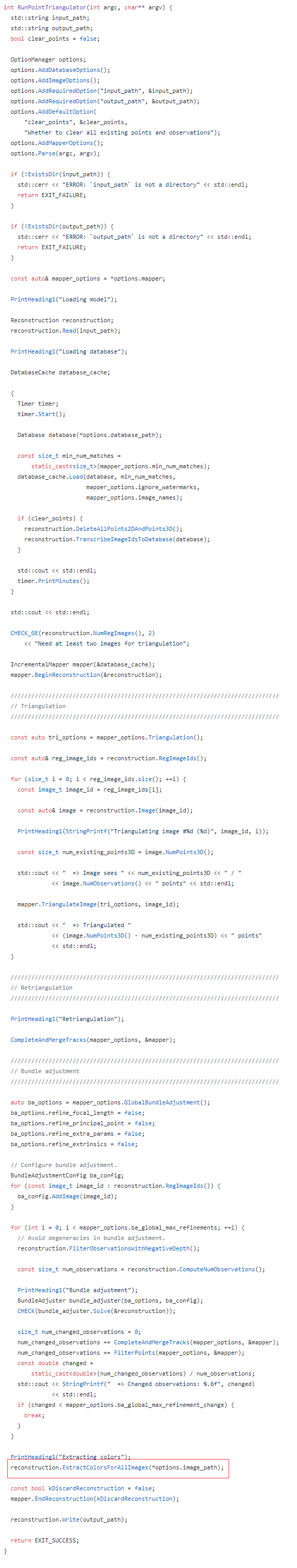 How is the position and color information implemented in the code, and ...