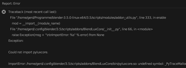 Lux Core fail Linux · Issue #819 · LuxCoreRender/BlendLuxCore · GitHub