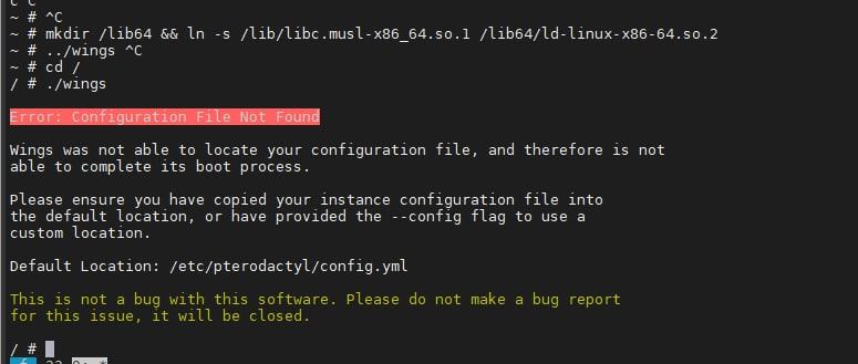 [Wings][Docker] wings exit in alpine docker · Issue #2671 · pterodactyl/panel · GitHub