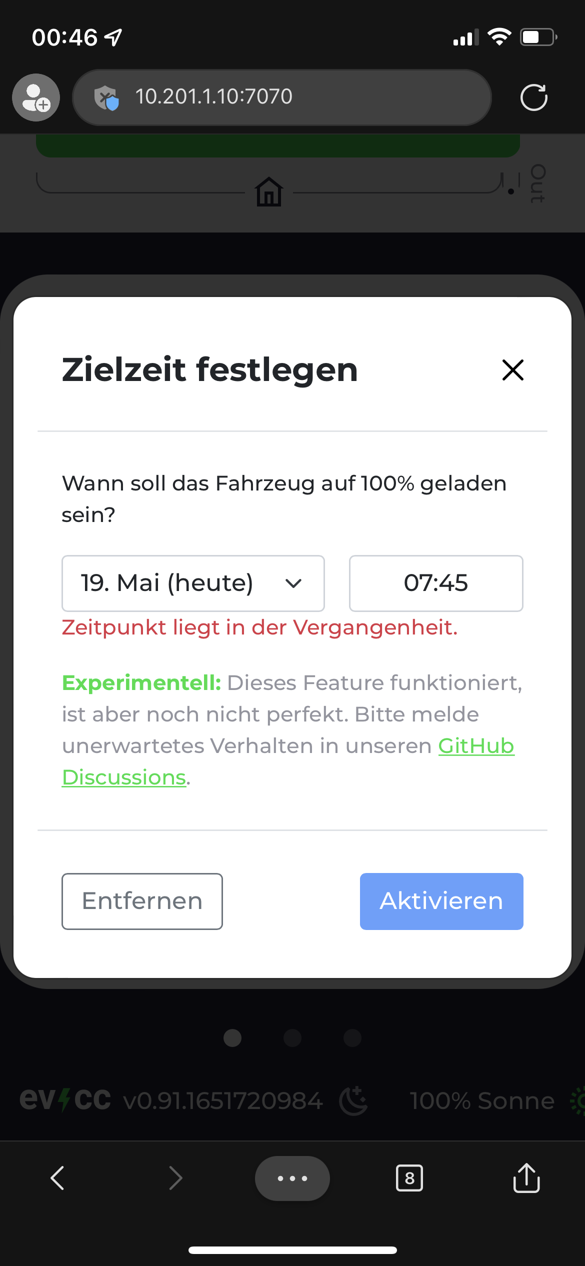 Zielladen Unterschiedliches Datum Local zu UTC nach Mitternacht · Issue #3444 · evcc-io/evcc ...