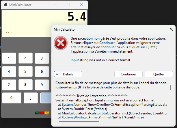 An error occurs when using decimals · Issue #3 · rayekov/MiniCalculator · GitHub