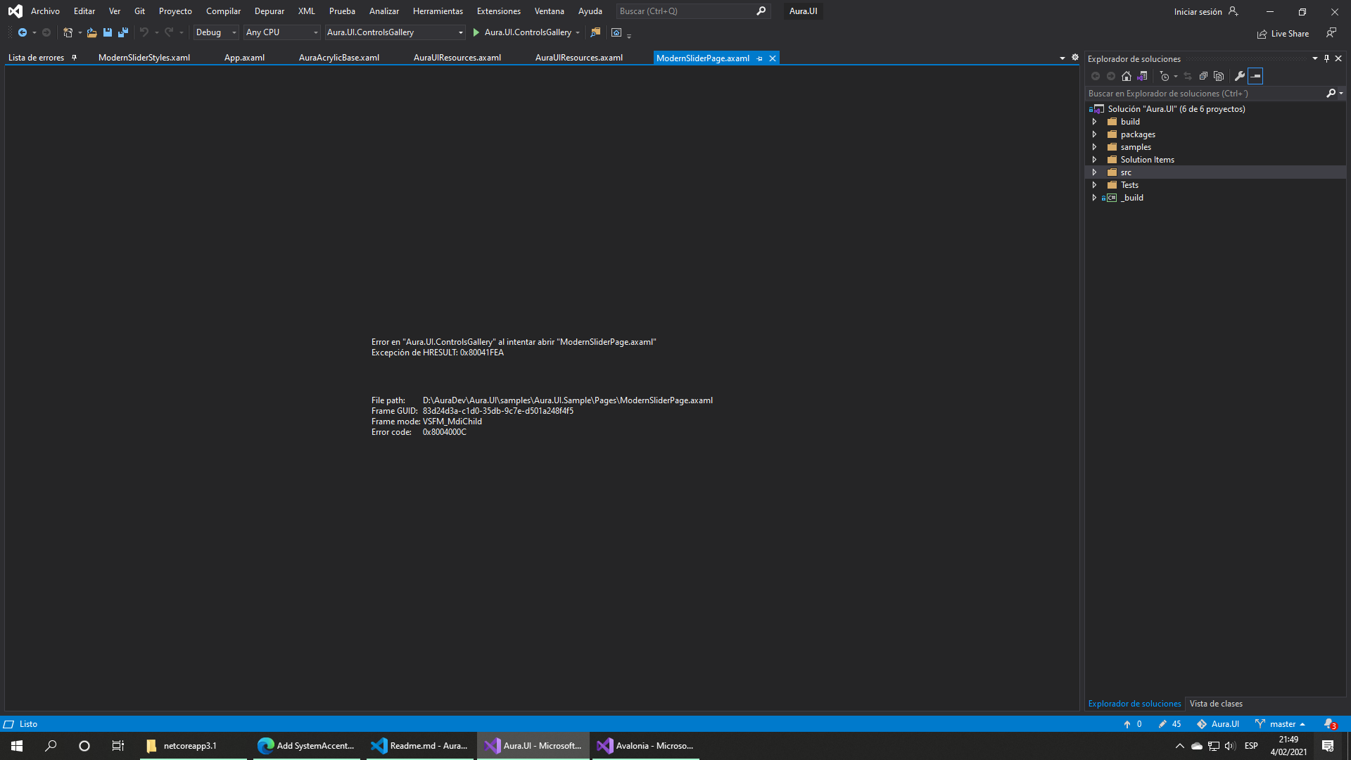 [VS Extension Related] Open XAML files at VS start causes behaviors · Issue #5427 · AvaloniaUI ...