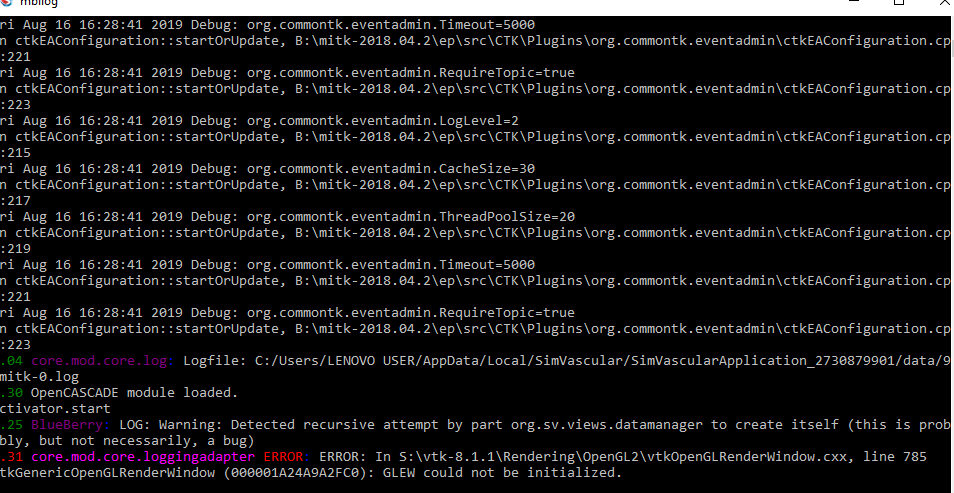 SimVascular doesn't launch on Window10 due to loggingadapter error ...
