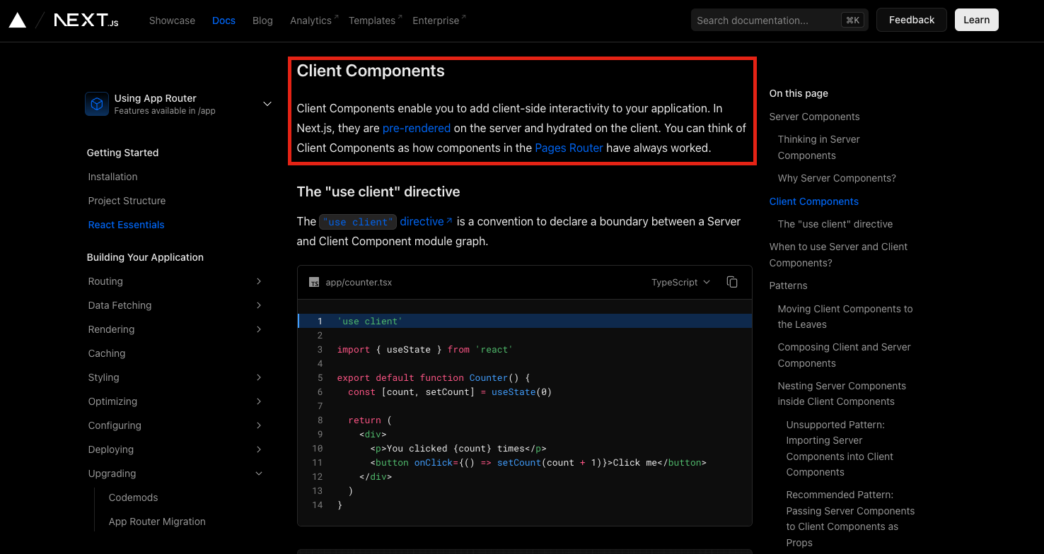 Client components are not being pre-rendered on the server (With ...