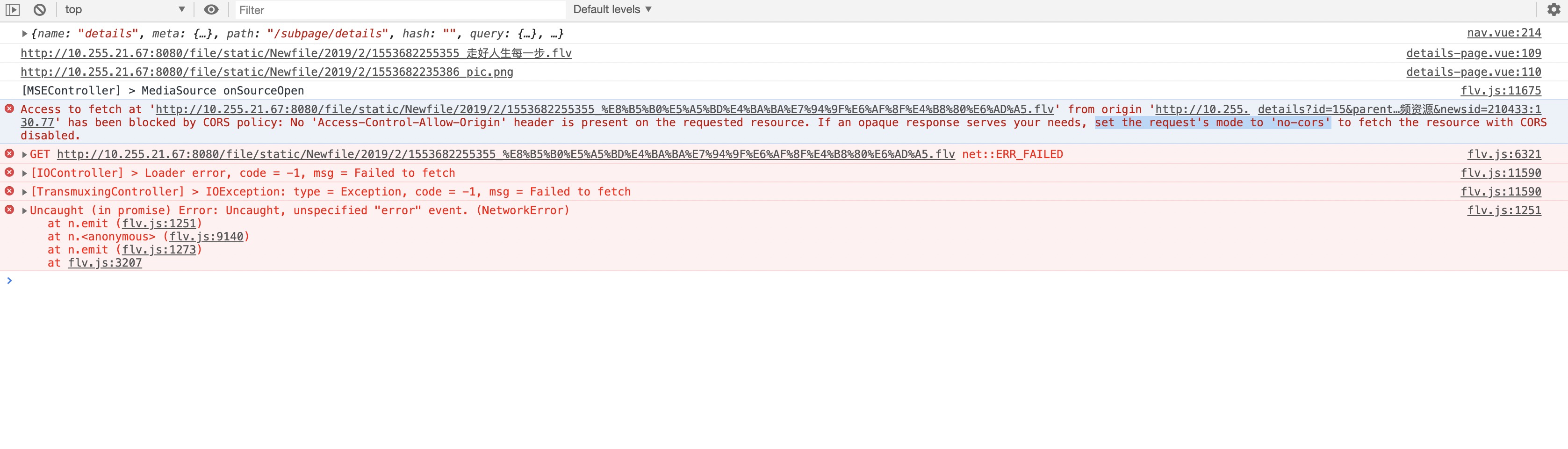 使用 flv.js 出现跨域怎么办，碰到以下报错信息，不知该如何解决？ · Issue #560 · bilibili/flv.js · GitHub