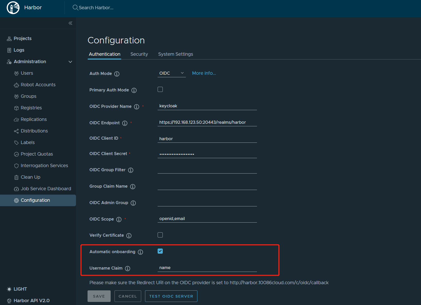 OIDC: internal server erro · Issue #18569 · goharbor/harbor · GitHub