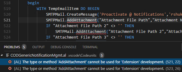 "The type or method 'AddAttachment' cannot be used for 'Extension ...
