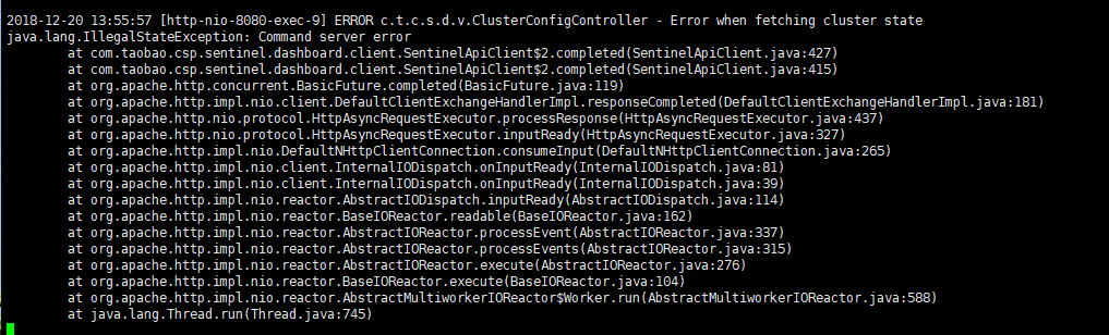 java.lang.IllegalStateException: Command server error · Issue #318 · alibaba/Sentinel · GitHub