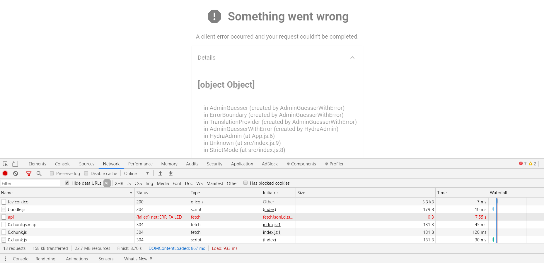 client error [object Object] in AdminGuesser (created by AdminGuesserWithError) in API Platform ...