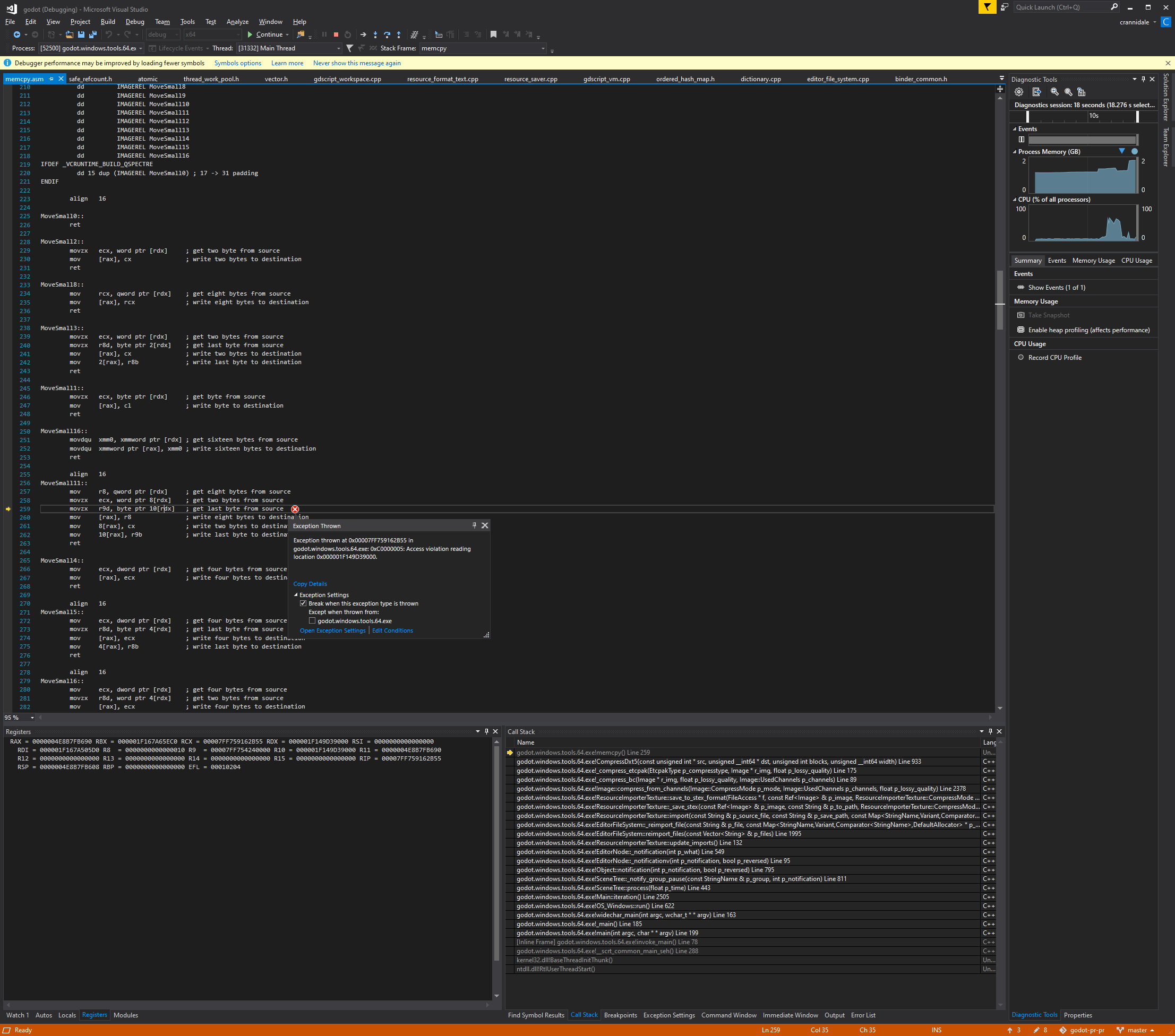 etcpak CompressDxt5 and CompressDxt1Dither crash on textures with odd ...