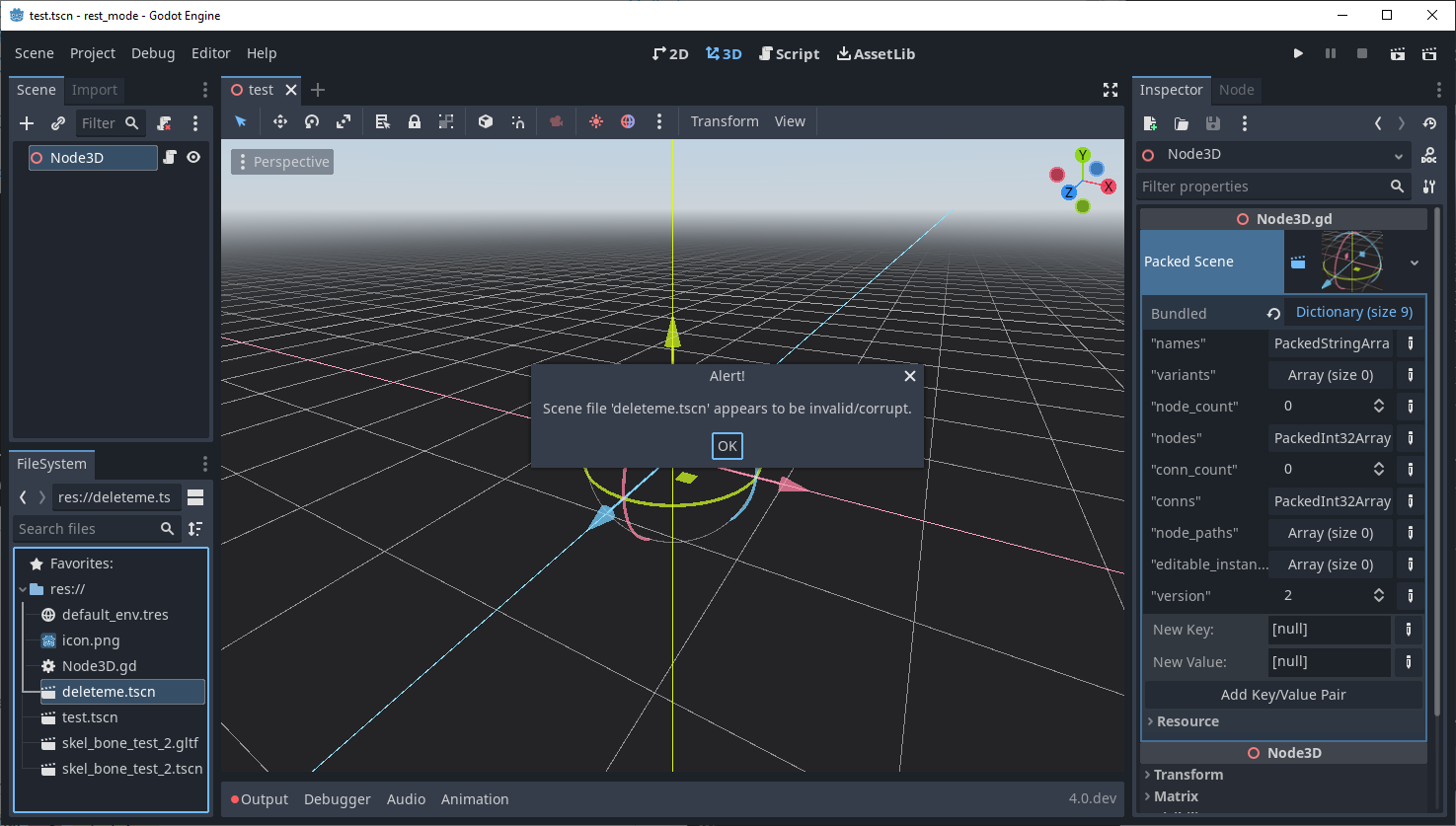 Clicking reset button on a PackedScene reference corrupts the other ...