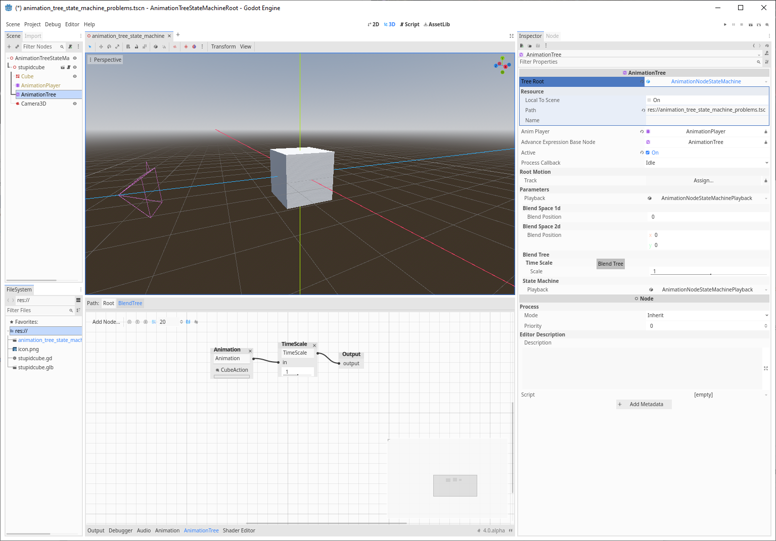 When using AnimationNodeStateMachine as the root of AnimationTree, BlendTree and Animation nodes ...