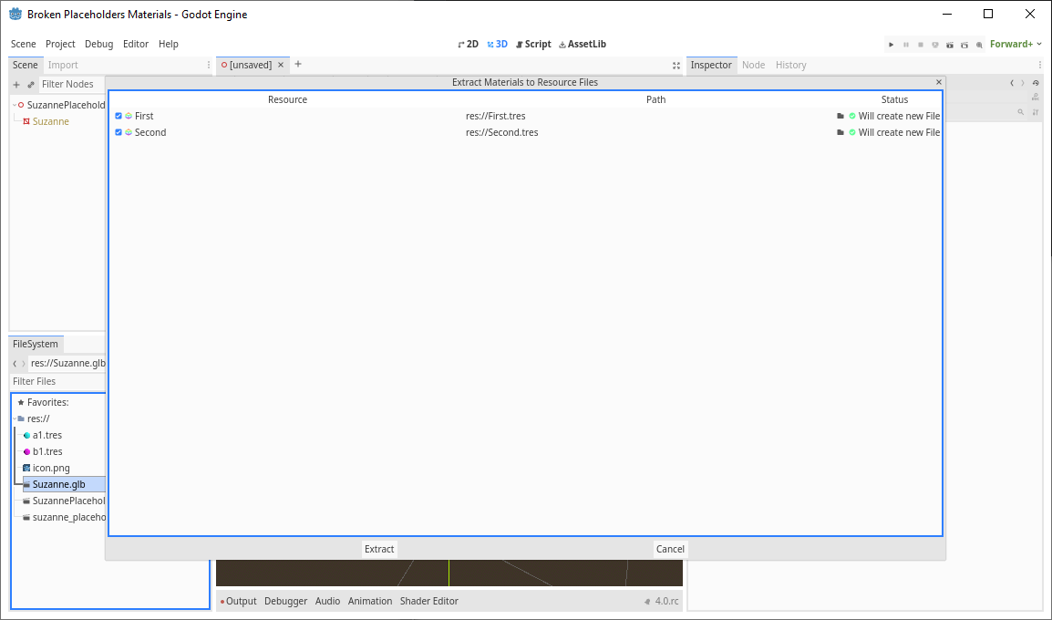 Placeholder material slots cannot be extracted when clicked from the import window · Issue ...
