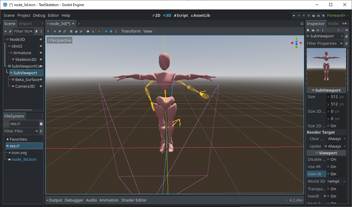 Changing SubViewport Own World3D causes meshes with skeleton to render in T-Pose · Issue #81145 ...