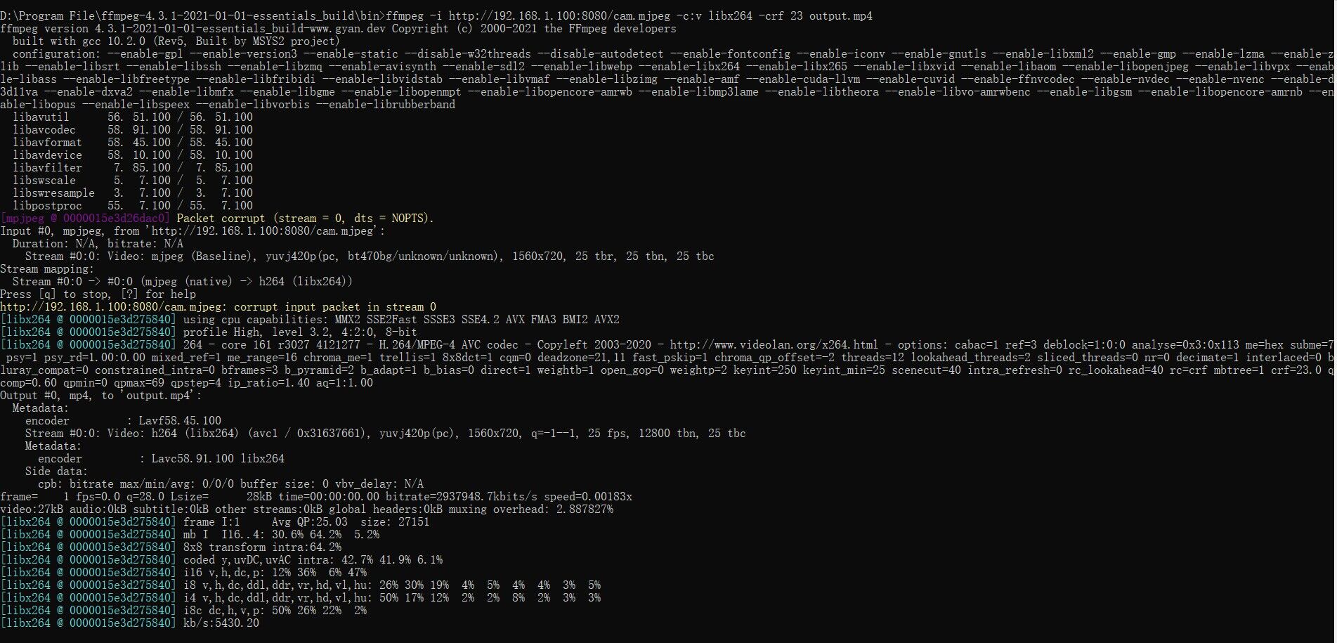 Win10 can't download mjpeg stream as mp4 using ffmpeg · Issue #5 ...