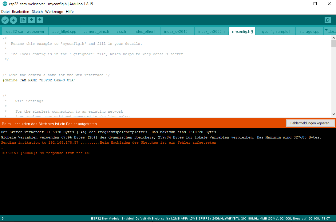 OTA - no response from ESP · Issue #150 · easytarget/esp32-cam-webserver · GitHub