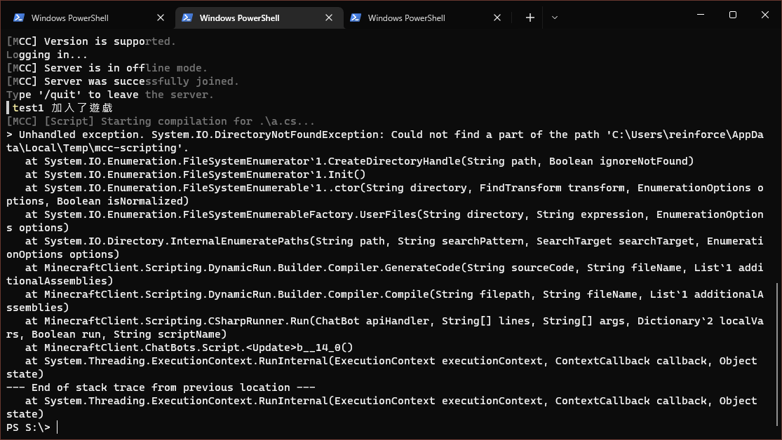 [BUG] CS script cannot be compiled · Issue #2458 · MCCTeam/Minecraft-Console-Client · GitHub