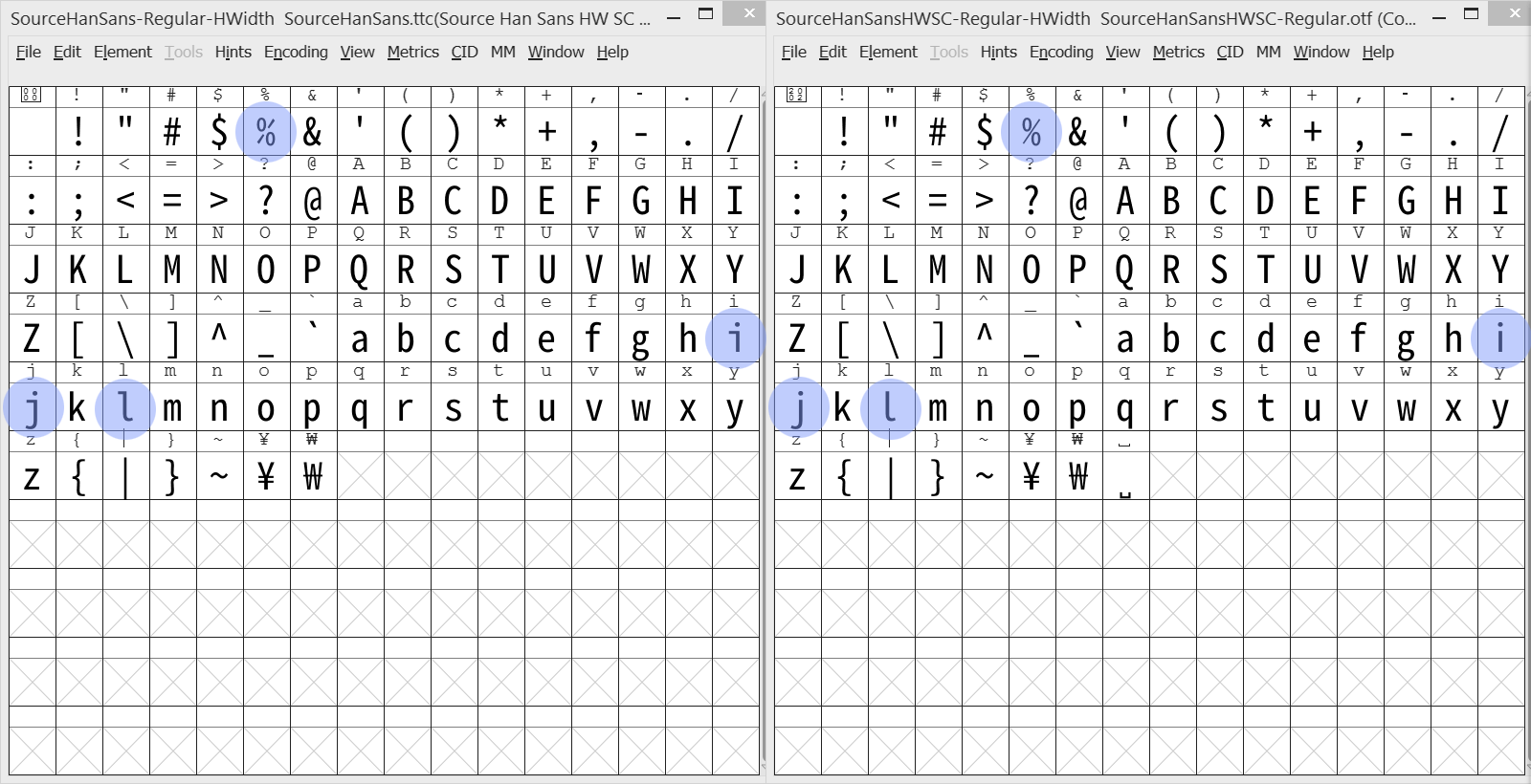 Question: Redesigned HW Latin glyph in v2.000? · Issue #211 · adobe-fonts/source-han-sans · GitHub