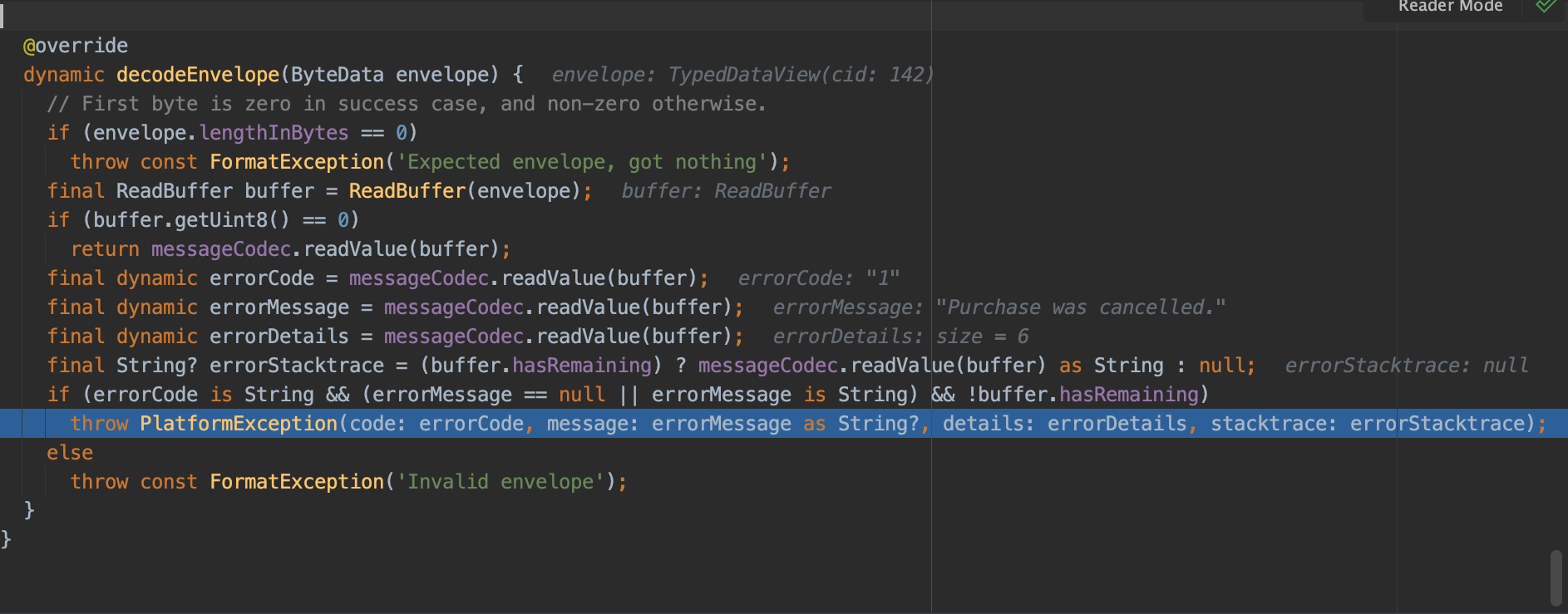 Message Codecs Crash error occurs test purchase that are canceled by ...