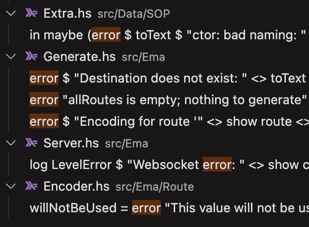 Better error messages · Issue #80 · srid/ema · GitHub