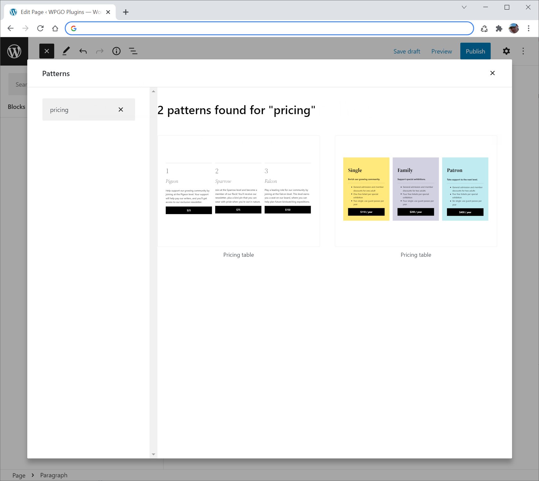 Pattern Search: More information about origin (theme, core, plugin ...