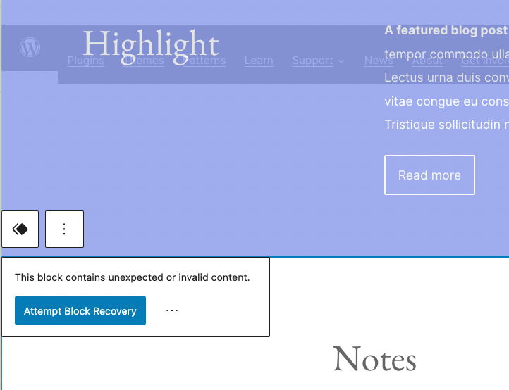 Block Error on Home page Edit · Issue #11 · WordPress/wporg-developer-blog · GitHub