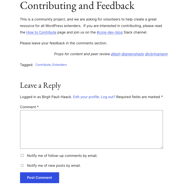 Add comments display · Issue #19 · WordPress/wporg-developer-blog · GitHub